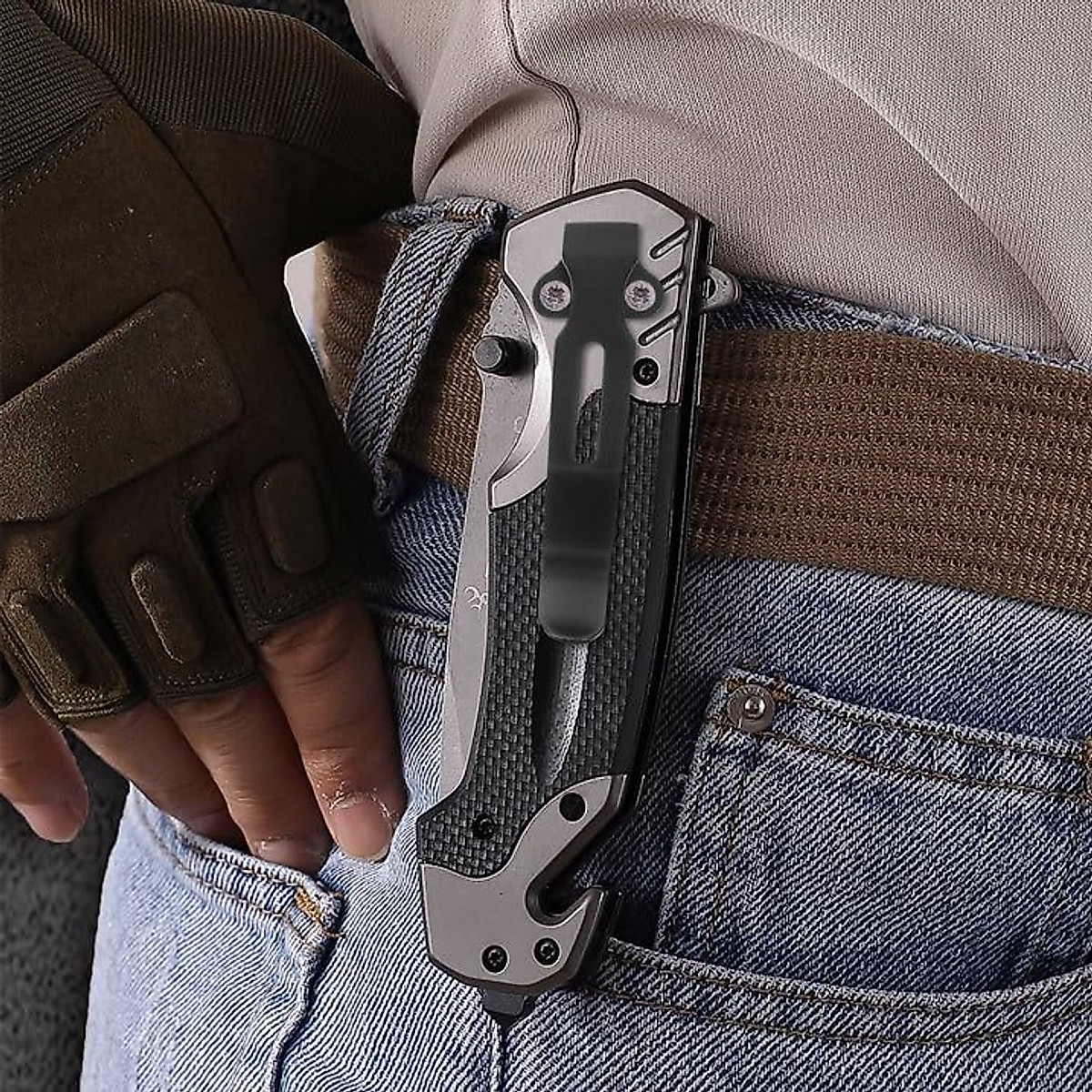 2Pcs Silver,Black Deep Carry Pocket Clip Stainless Steel Folding Knife Back Clips for Knife 515 535 Series Practical Waist 2 Hole Support Stand Grip DIY Outdoor Accessories Tool,Knives,Parts and