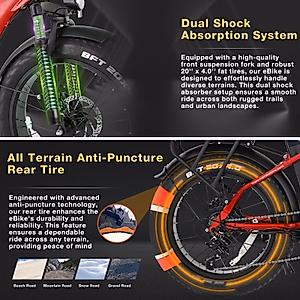 NARRAK Electric Fat Tires Folding Bike, 750W Brushless Motor Peak 1100W, 48V13Ah Removable Battery, Max 28Mph, LCD Display, Suspension, Step-Over/Through Frame for Adult (Step Thru - Red)