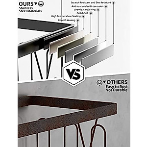 2-Pack Shower Caddy with Hooks Adhesive Shelf Shower Organizer Bathtub Storage Accessories, No Drilling Wall Mounted Stainless Steel Shower Shelves for Inside Shower for Bathtub and Kitchen, Black