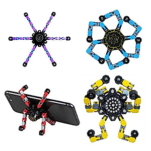 4PCS Fidget Spinners Kids Gyro Deformation Robot Transformable Fingertip Spinners Stress Reduction Toys Adults DIY Deformed Mechanical Spiral Fingers