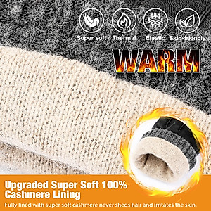 Aegend Sheepskin Leather Gloves For Men, Soft Warm Cashmere Lining Full Hand Touchscreen Winter Gift Thermal Black