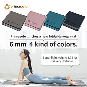 Primasole TPE Folding yoga mat Travel Double side Non-Slip Lightweight Pilates & Floor Workouts6mm thick Earth Brown Grat Color PSS22NH011A