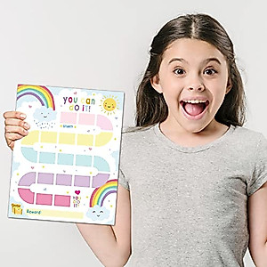 Rainbow Magnetic Dry Erase Chore Chart for Kids, Rainbow Task Reward Chore Behavior Chart -Magnetic Chore Chart for Kids Multiple Kids- Good Behavior Chart for Kids at Home 8 x 10 inch