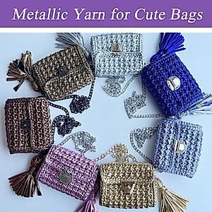 Metallic T-Shirt Yarn 140 Yards Knitting Yarn Fabric Crochet Cloth Shiny Tshirt Yarn for Crocheting Beginners DIY Hand Craft Bag Blanket Cushion Projects (Blue)