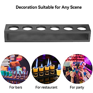 Shot Glasses Cocktail Holder, Shot Glass Tray Holder Organizer Drinks Serving Board Organizer 6 Holes Wooden Drinks Paddle Black Shot Glass Serving Tray for Home Party Bar(01)