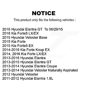 Transit Auto - Front Rear Disc Brake Rotors And Semi-Metallic Pads Kit For Hyundai Elantra Kia Forte Veloster GT Forte5 Coupe Koup K8S-101455