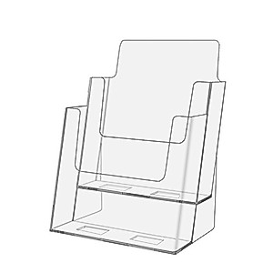 Marketing Holders Literature Holder for 6 Inch Bifold Brochures Booklets and Flyers Clear Countertop Double Pocket 2 Tiered Take One Organizer
