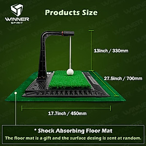 WINNER SPIRIT Real Swing 300 Golf Swing & Hitting Trainer, True Impact, Checking Path After Swing Practice Mat Groover Training Aid, Height Adjustable (Real Swing 300)