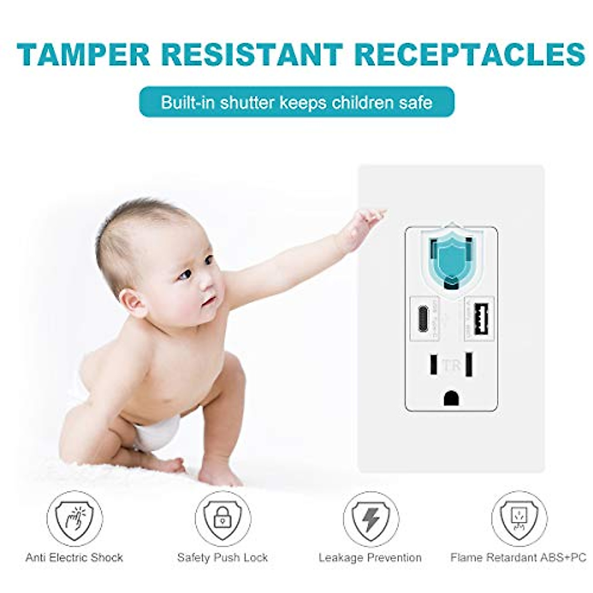 USB C Outlet PD, Power Delivery 24W Fast Charging Capability, Child Proof Safety Receptacles 15 Amp, Tamper Resistant Wall Charger for iPhone 14 Pro Max UL Listed Micmi (USB c PD 2pack)