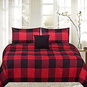 Sweet Home Collection 4PC-CMF-BFFALO-K 4Piece Print Reversible Comforter Set, Buffalo, King