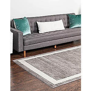 Unique Loom Del Mar Collection Area Rug-Transitional Inspired with Modern Contemporary Design, Rectangular 7' 0" x 10' 0", Gray/Ivory