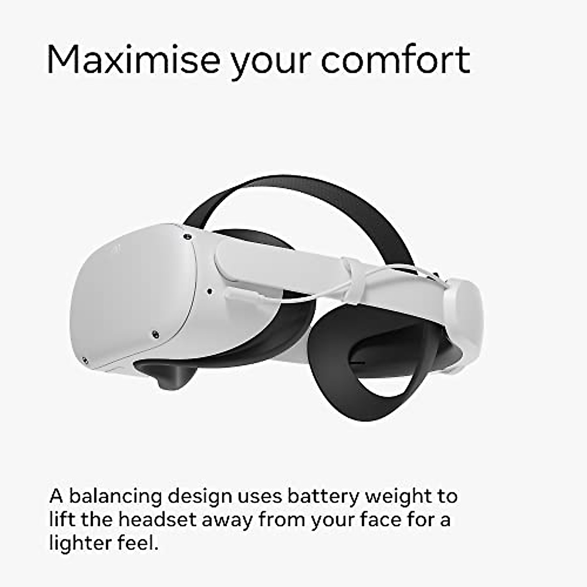 Quest 2 Elite Strap with Battery for Enhanced Comfort and Playtime in VR, black