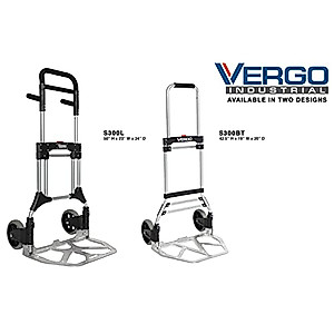 Vergo Industrial Folding Hand Truck - 275 lb. Capacity Dolly Cart - No Assembly Required Hand Cart, Lightweight, Collapsible & Compact, Telescoping Handle Extends to 42.5 Inches