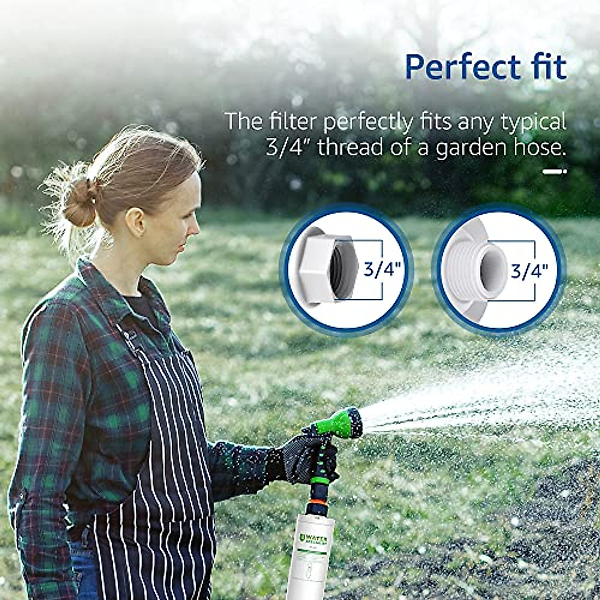 Waterspecialist Garden Hose Water Filter with Hose Protector, Compatible with Mist Cooling System, Reduces Chlorine, Bad Taste and Odor for Gardening and Pets