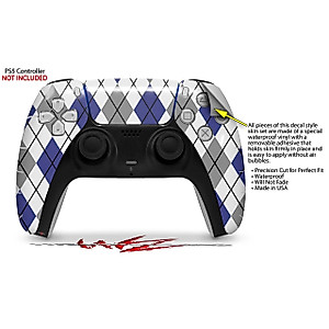 WraptorSkinz Skin Wrap compatible with Sony PS5 DualSense Controller Argyle Blue and Gray (CONTROLLER NOT INCLUDED)