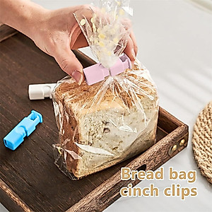 4Pcs Bread Bag Seal Clip Squeeze and Lock Bread Bag Clips for Food Storage, Reusable Easy Squeeze & Lock for Snack Food Bread Bag, Plastic Bag Clip Strong Moistures-Proof Fresh-Keeping Sealing Clip