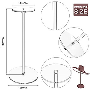 HOLENGS 3Pcs Acrylic Hat Stand Wig Display Rack, Clear Hat Pedestal Stand, Round Barbell Hat Display Riser Wig Holder for Hat Watch Jewelry (30cm)