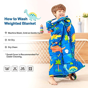Sivio Weighted Blanket - Weighted Blanket 5 lbs Blue Dinosaur, Cotton Heavy Blanket - Small Size Bresthable Blanket(36 * 48 inches, 5 lbs)
