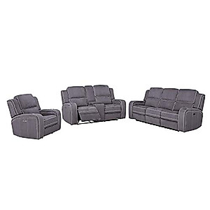 Global Furniture USA Power Console Reclining Loveseat Dark & Light Grey