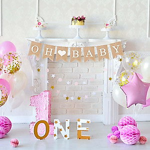 Baby Burlap Banner, Rope 78 Inch Oh Baby Burlap Banner Backdrop Baby Sign for Baby Shower Decorations and Gender Reveal Party