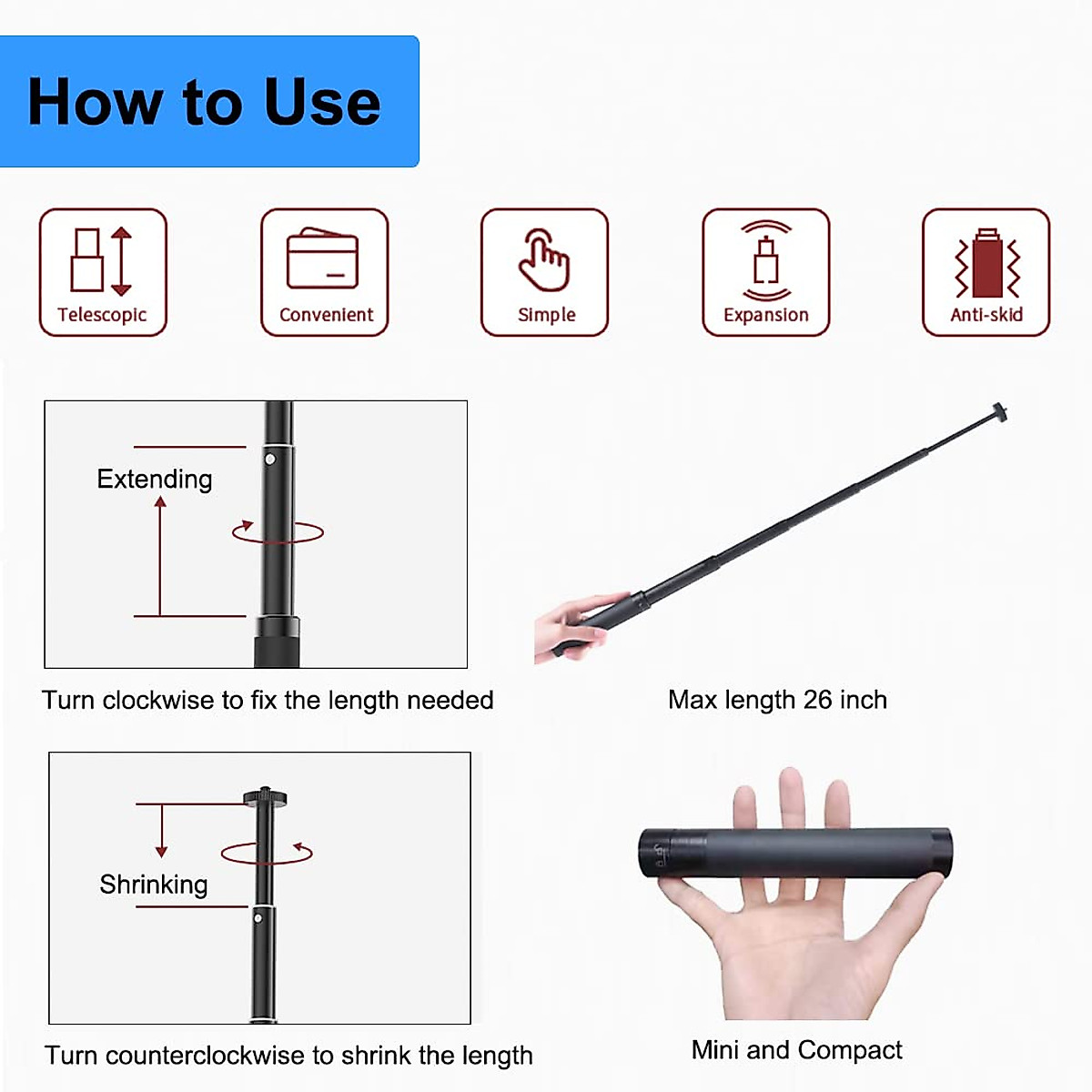 JCWINY 30" Tall Webcam Stand Tripod Extendable Desktop Tabletop Webcam Tripod Web Camera Mount Aluminum Desk Tripod Stand for Logitech Brio Webcam C925e C922x C930e C922 C930 C920 C615 iPhone Camera