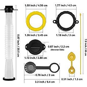 EONLION 3 Pack Gas Can Replacement Spout Kit, Flexible Pour Nozzle with Gasket, Stopper Caps, Collar Caps, Stripe Cap, for Water Jugs and Old Can
