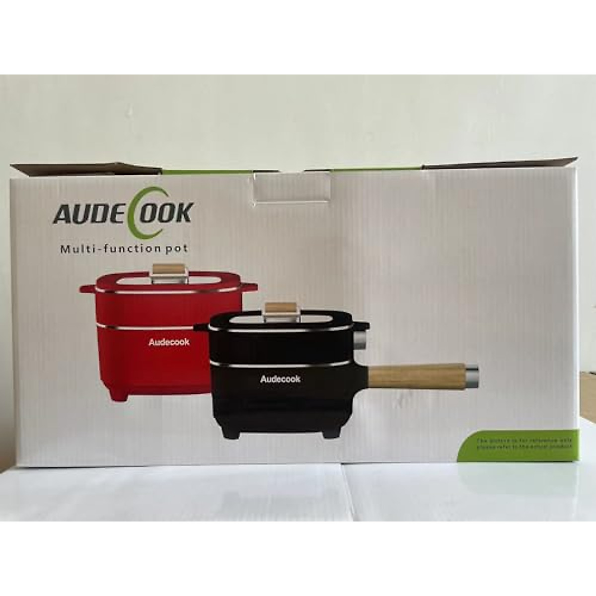 Audecook Hot Pot Electric 2L, Cermic Glaze Non-Stick Frying Pan 8 Inch, Portable Travel Cooker for Ramen/Steak/Fried Rice/Oatmeal/Soup, with Dual Power Control (Silicone Spatula Included)