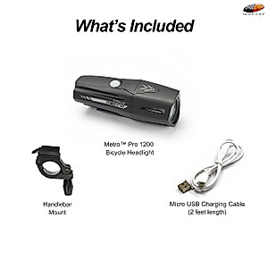 Cygolite Metro Pro – 1,200 Lumen Bike Light – 9 Night & Day Modes – IP67 Waterproof – USB Rechargeable Headlight – for Road, Mountain, Commuter Bicycles, Black