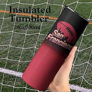 Sanfrancisco Classic Stainless Steel Tumbler with Lid and Straw, City Football Fans Gifts,20oz Football Team Skinny Travel Mug Tumbler Cup Water Botter