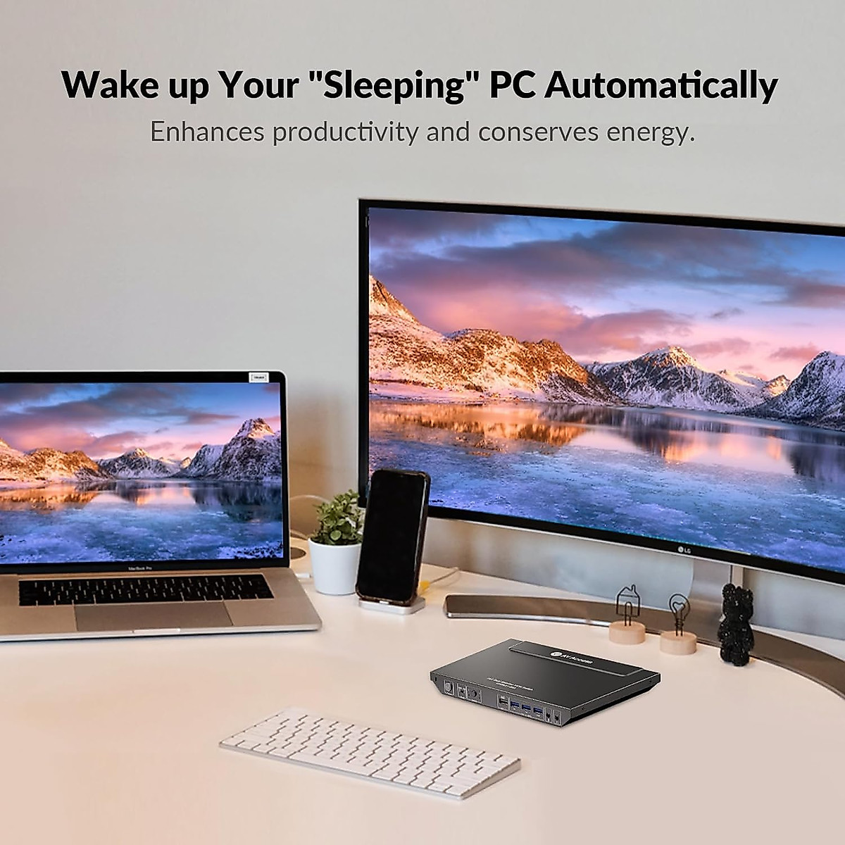 AV Access KVM Switch 2 Monitors 2 Computers, with USB 3.0 Hub – Control 2 PCs in Dual Monitors 4K@60Hz in Extended or Mirror Mode, HDMI Input, Fast Switching via Front Button or Keyboard Hotkey