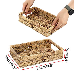 Sumnacon Bathroom Tray for Counter 9.8 Inch Water Hyacinth Bathroom Tray Over Toilet,Wicker Toilet Tank Tray Organizer Decorative Tray for Bathroom Toilet Vanity Kitchen Shelf Dining Table Desk