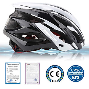 Bike Helmet Men Women, Shinmax Bicycle Helmet with Rear Light and Detachable Sun Visor Backpack,Lightweight Mountain Bike Helmet Size Adjustable Cycling Helmet for Adults Youth Road Bike Helmet