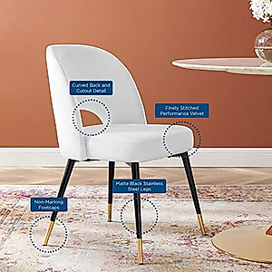 Modway Rouse Performance Velvet Dining Side Chair in White 23 x 20 x 32