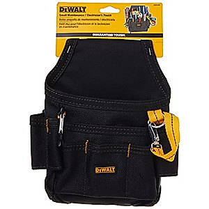 Custom Leathercraft DEWALT DG5103 Small Durable Maintenance and Electrician's Pouch with Pockets for Tools, Flashlight, Keys, Black