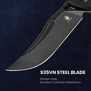 Kizer Phoenix Pocket Knife, 3.58 In S35VN Steel Blade Folding Knife, Fatcarbon & Aluminium Handle EDC Knife, Utility Knife with Deep Carry Pocket Clip for Camping Hiking Hunting, Ki4647A1
