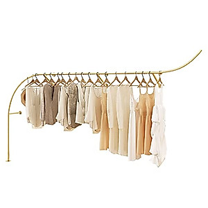 Household items Retail Clothing Display racks for Boutique store Gold Closet Rod clothes racks, modern industrial pipe wall-mounted Garment rack shelves, home cloakroom organizer storage shelf, 250cm