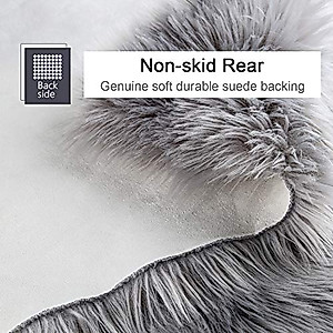 junovo Luxury Fluffy Area Rugs Furry Rug for Bedroom Faux Fur Sheepskin Nursery Rugs Fur Carpet for Kids Room Living Room Home Decor Floor Mat, Rectangle 2ft x 3ft Grey