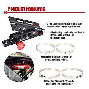 Goldfire Universal Vehicle Adjustable Quick Release Roll Bar Fire Extinguisher Mount Holder Brackets, Fire Extinguisher Mount for Car UTV