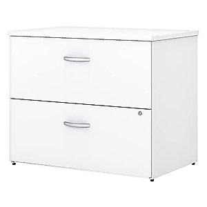 Bush EO109WHSU 2-Drawer Lateral File Cabinet Locking Ltr/Lgl Pure White 35.67-Inch