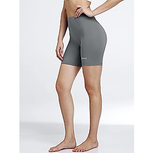 CADMUS Women's 8" High Waisted Biker Yoga Athletic Compression Shorts,3 Pack,1014,Black,Grey,Navy Blue,Small