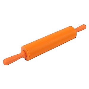 Silicone Rolling Pin Non-Stick DIY Dumpling Roller Bread Cookie Rolling Pin for Baking, Pastry Dough Roller, Fondant, Pizza, etc(Orange)