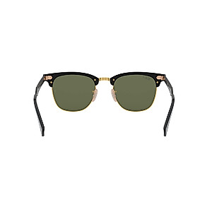 Ray-Ban RB3507 Clubmaster Aluminum Square Sunglasses, Black On Gold/Polarized G-15 Green, 51 mm