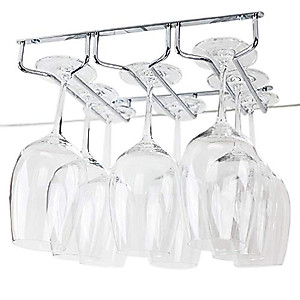 HUJI Durable Under Cabinet Stemware Rack Storage Organization (1 Pack, Chrome)