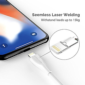 UNBREAKcable iPhone Charging Cable - 2M Apple MFi Certified: Lightning Cable for iPhone X/XS/XS MAX/XR, iPhone 8/8 Plus, iPhone 7/7 Plus, iPhone 6/6S/6 Plus/6S Plus, iPhone 5/5S/5C/SE, iPad - White