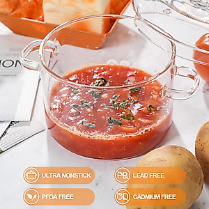 Glass Saucepan With Cover, 2L/70OZ Upgraded Thickened Heat-Resistant Glass Pots For Cooking On Stove, HOIDGUB The Best Handmade Glass Simmer Pot For Glass Safe For Pasta Noodle, Soup, Milk, Baby Food