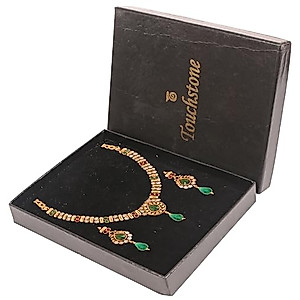 Touchstone Indian jewelry sets for women necklace set red green wedding artificial jewellery kundan gold earrings choker temple costume bollywood traditional sangeet necklaces in antique gold tone
