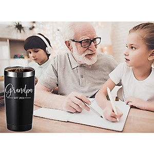 momocici Grandpa Est. 2024 20 OZ Tumbler.First Time Grandfather,Grandpa to Be,New Grandpa,Newborn Gifts.Birthday,Christmas Gifts for New Grandfather,Husband,Men Travel Mug(Black)