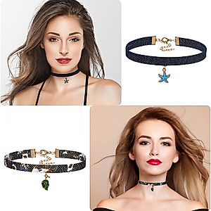 K&Q 30PCS Black Classic Gothic lace Velvet Pendant Necklace Chain Henna Chokers Necklaces Stretch Elastic for Women Girls