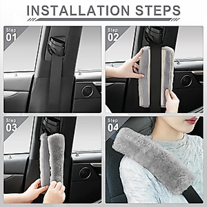 JUSTTOP Car Sheepskin seat Belt Cover pad, 2-Pack Seatbelt Cushion for A More Comfortable Driving,Seatbelt Covers Shoulder Strap Covers Harness Pad for Car Interior Accessories(Grey)