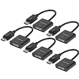 FEMORO DisplayPort to DVI Adapter 5-Pack, Display Port DP to DVI-I Adapter 1080P for All DP Port Computer, Laptop, Desktop - Black